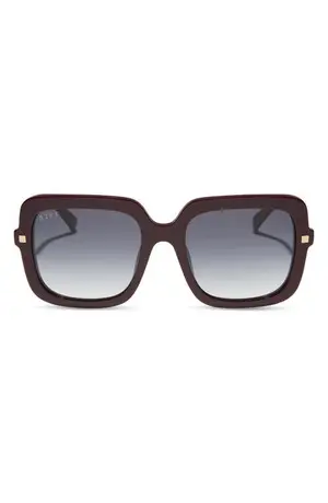 DIFF Sandra 54mm Square Sunglasses - Dark Cherry/grey Gradient