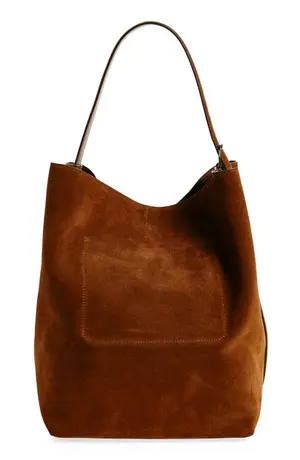 TOTEME Belt Strap Suede Tote - Tan