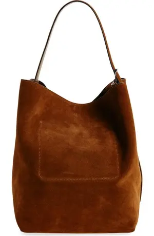 TOTEME Belt Strap Suede Tote - Tan
