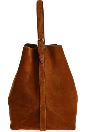 TOTEME Belt Strap Suede Tote - Tan