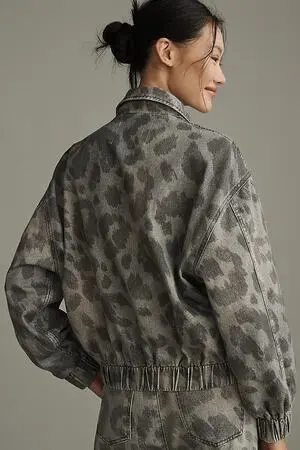 PILCRO The Rylie Bomber Jacket - Grey Leopard