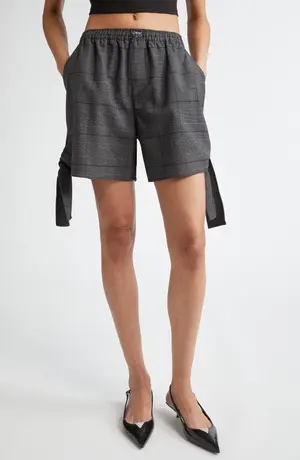 Coperni Plaid Knot Detail Stretch Wool Pull-on Shorts