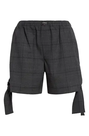 Coperni Plaid Knot Detail Stretch Wool Pull-on Shorts