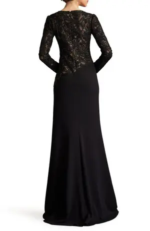 Tadashi Shoji Embroidered Lace Long Sleeve Gown