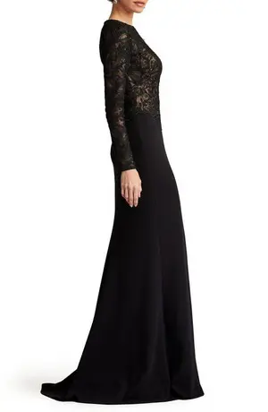 Tadashi Shoji Embroidered Lace Long Sleeve Gown