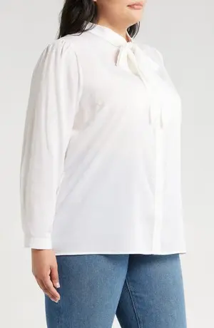HARSHMAN Aveline Tie Neck Button-up Shirt - Ivory