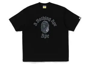 A BATHING APE Gothic College Relaxed Fit Tee Shirt - Black