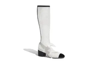 Chanel Resille Knee High Mary Janes - White/black
