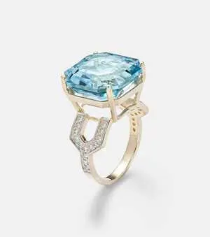 Mateo 14kt Yellow Ring With Topaz And Diamonds