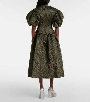 simone rocha green dress Simone Rocha Green Shoulder Bite Midi Dress Simone Rocha
