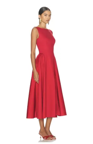 HELSA Stretch Cotton Sateen Midi Dress
