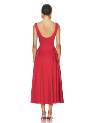HELSA Stretch Cotton Sateen Midi Dress