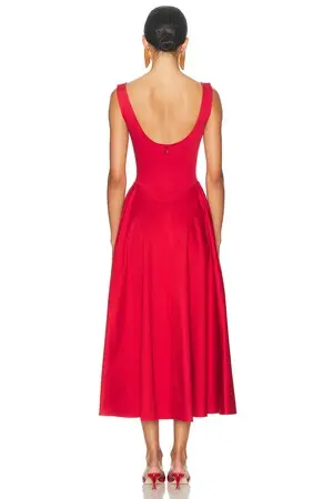 HELSA Stretch Cotton Sateen Midi Dress