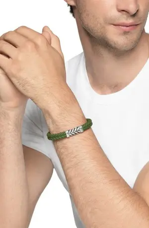 David Yurman Chevron Station Rubber Bracelet - Green/sterling Silver