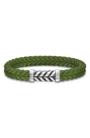 David Yurman David Yurman Chevron Station Rubber Bracelet Sterling Silver
