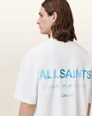 ALLSAINTS Underground Oversized Crew Neck T-shirt Ashen White/blue