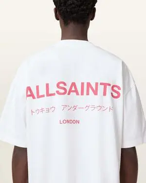 ALLSAINTS Underground Oversized Crew Neck T-shirt Ashen White/pink
