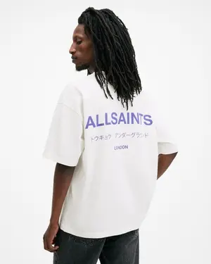 ALLSAINTS Underground Oversized Crew Neck T-shirt Ashen White/purple