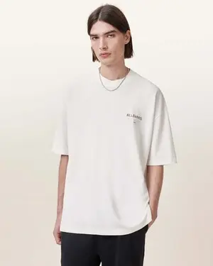 ALLSAINTS Underground Oversized Crew Neck T-shirt Ashen White/snake