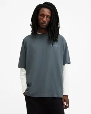 ALLSAINTS Underground Oversized Crew Neck T-shirt Ashy Blue