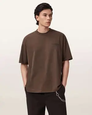 ALLSAINTS Underground Oversized Crew Neck T-shirt Bitter Brown
