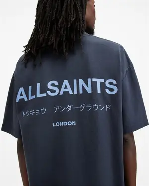 ALLSAINTS Underground Oversized Crew Neck T-shirt Garnet Blue