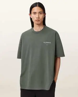 ALLSAINTS Underground Oversized Crew Neck T-shirt Garnet Green