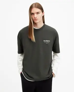ALLSAINTS Underground Oversized Crew Neck T-shirt Grange Green