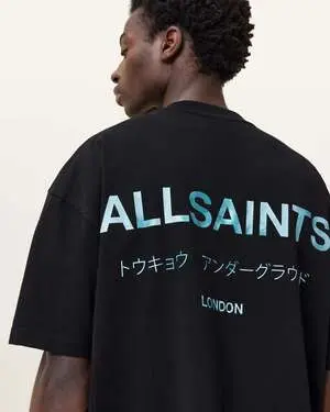 ALLSAINTS Underground Oversized Crew Neck T-shirt Jet Black/blue