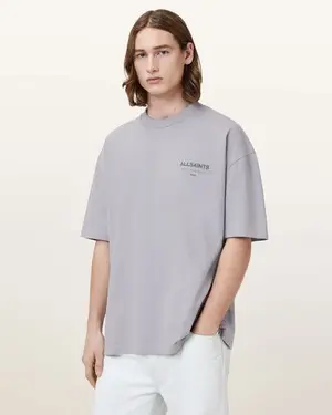 ALLSAINTS Underground Oversized Crew Neck T-shirt Machine Grey