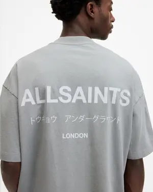 ALLSAINTS Underground Oversized Crew Neck T-shirt - Metallic Grey