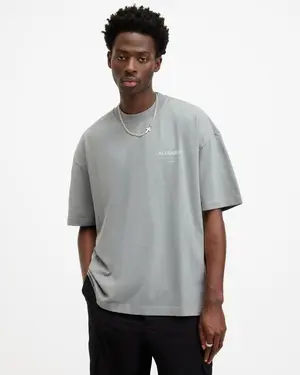 ALLSAINTS Underground Oversized Crew Neck T-shirt - Metallic Grey