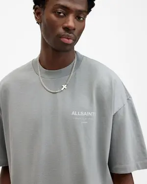ALLSAINTS Underground Oversized Crew Neck T-shirt - Metallic Grey