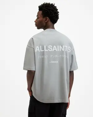 ALLSAINTS Underground Oversized Crew Neck T-shirt - Metallic Grey