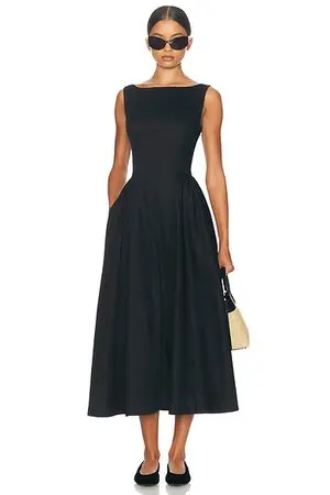HELSA Stretch Cotton Sateen Midi Dress