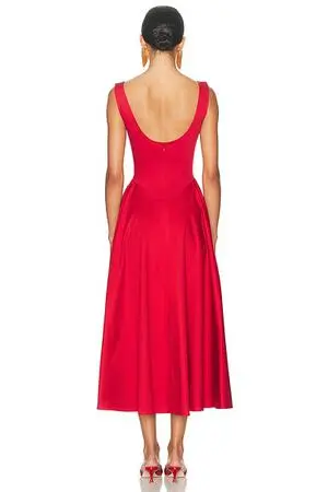 HELSA Stretch Cotton Sateen Midi Dress
