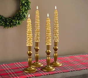HOME REFLECTIONS As Is Set Of 4 Flameless Tree Tapers - One-color