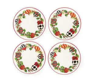 MACKENZIE-CHILDS Set Of 4 Deck The Halls Salad Lates - One-color