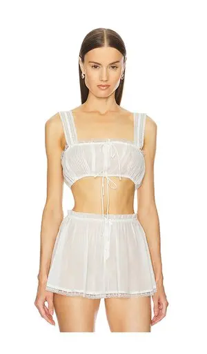 HELSA Voile Camisette Top - Ivory