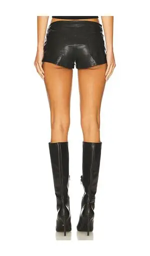 Superdown Faux Leather Shorts - Black