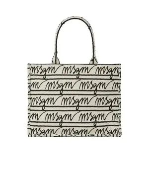 MSGM Canvas Tote Bag With Jacquard Logo