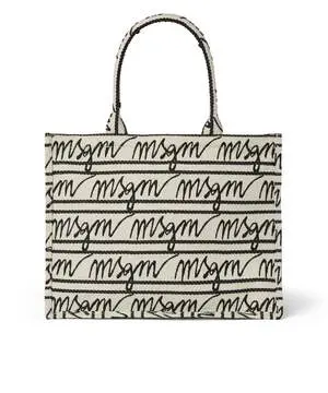 MSGM Canvas Tote Bag With Jacquard Logo