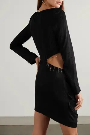 Ahluwalia Femi Cutout Draped Bead-embellished Mini Dress