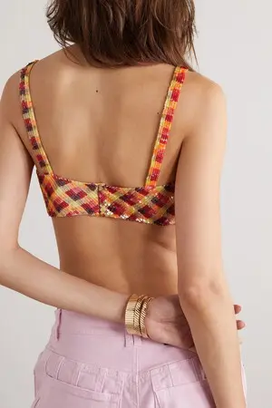 Ashish Checked Sequined Tulle Bralette