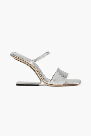 Cult Gaia Rene Metallic Snakeeffect Leather Mules - Silver