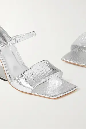 Cult Gaia Rene Metallic Snake-effect Mules