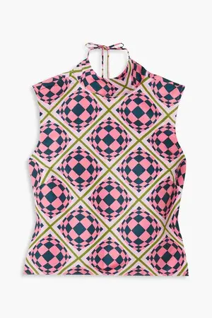MAISIE WILEN Tied-up Open-back Printed Shell Top