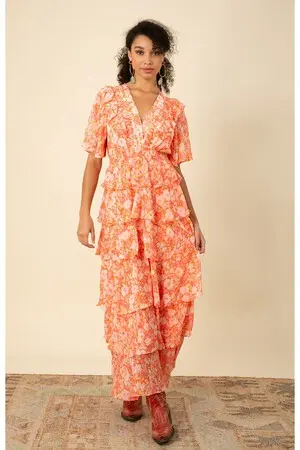 Hale Bob Ainsley Tiered Maxi Dress - Orange