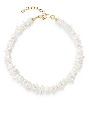 NIALAYA JEWELRY Flat Beads Chain Necklace - White