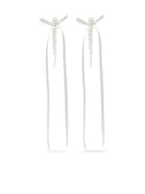 Simone Rocha Bow Ribbon Drip Earrings - White